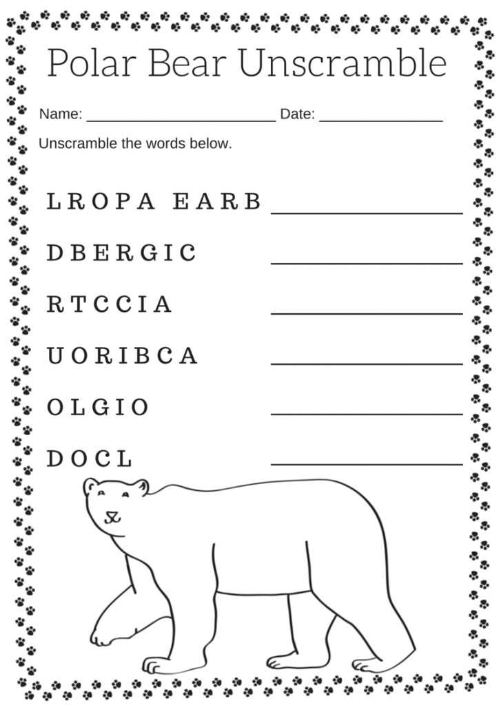 Polar Bear Activity Sheets Polar Bear Activity Sheets