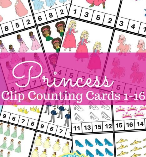 Princess Free Printable Preschool Clip Counting Cards 1 -16 – Miniature ...