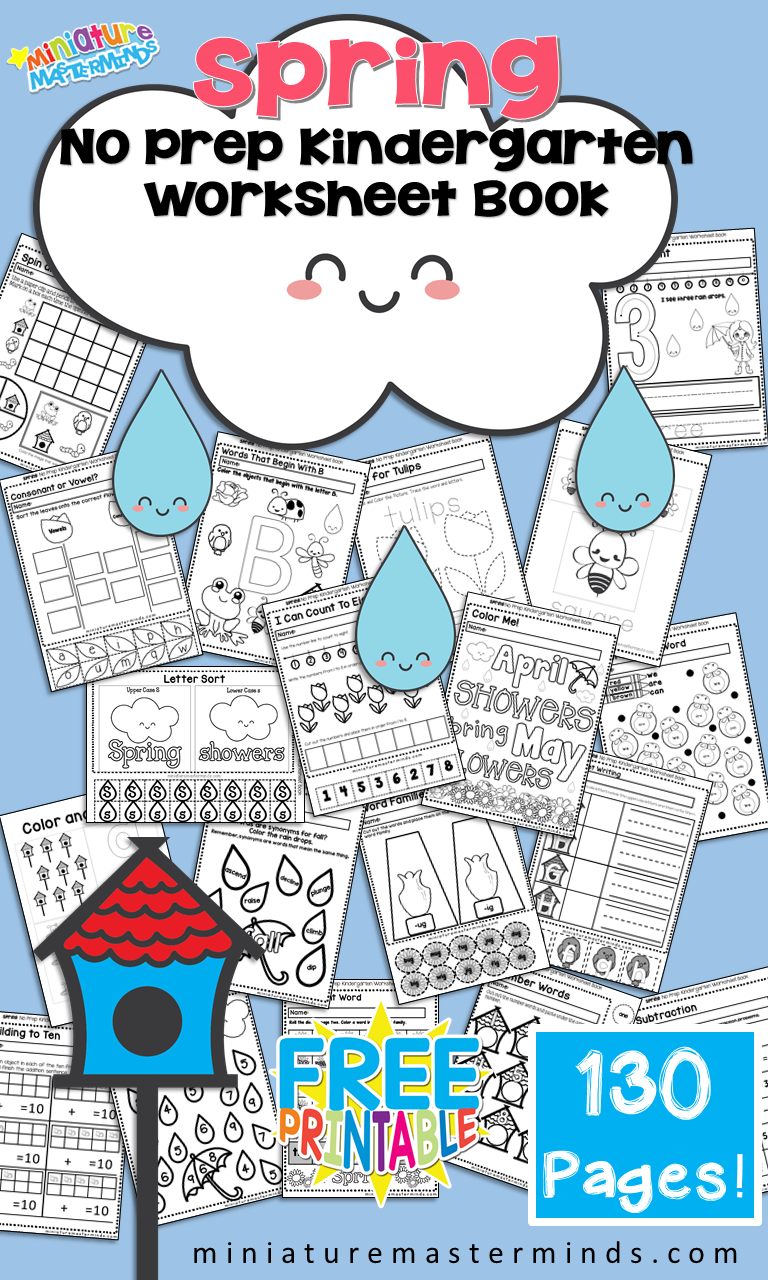 Free Printable Spring No Prep Kindergarten 130 Page Worksheet Book Free Printable Spring No Prep Kindergarten 130 Page Worksheet Book