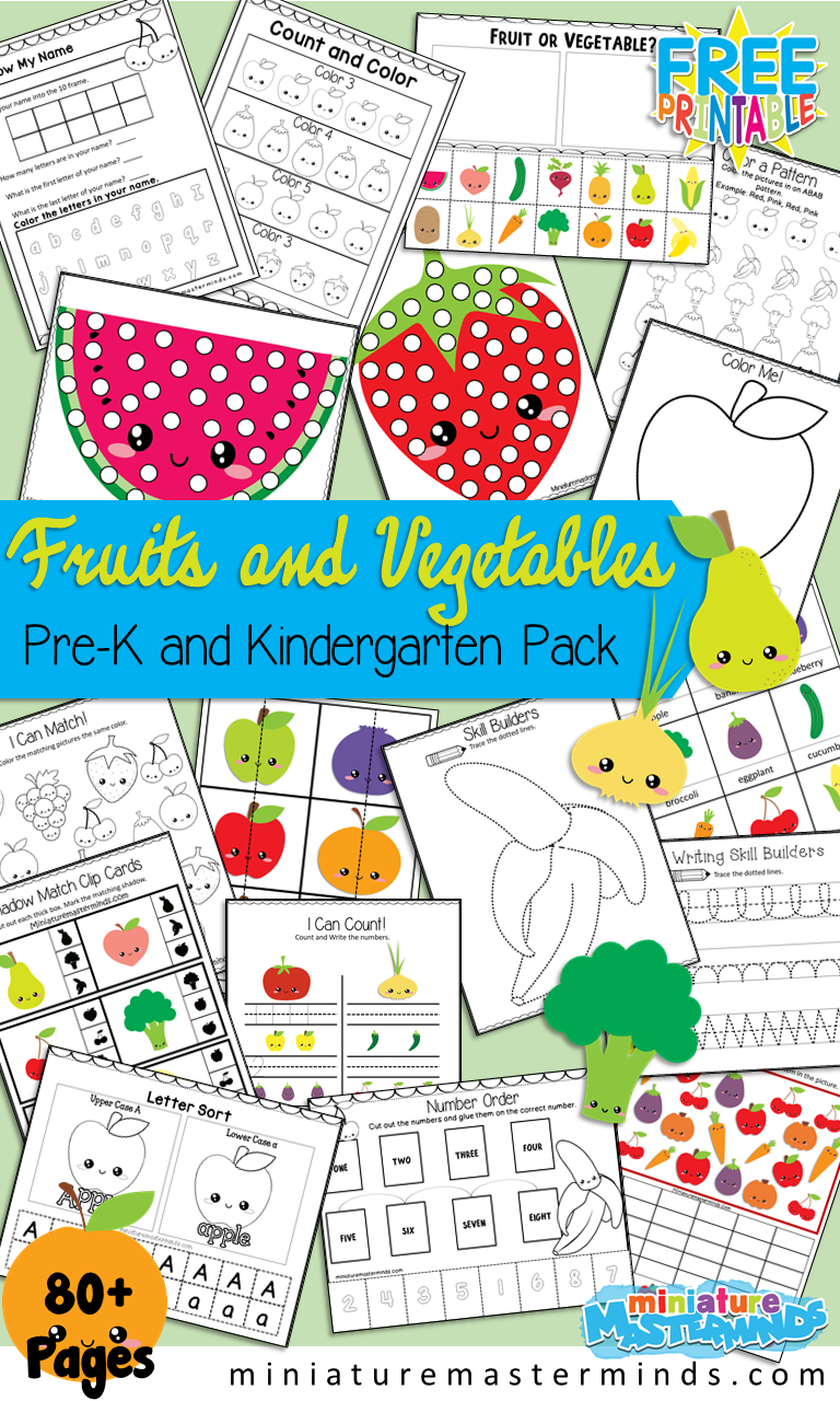 Fruits And Vegetables Preschool And Kindergarten Printable Activity Fruits And Vegetables Preschool And Kindergarten Printable Activity